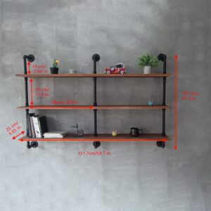 HDDFER Floating Shelves for Wall Bookshelf Industrial Pipe Shelving Shelves Natural Wood Planks 60 inch Rustic Wall Shelves Hanging Bookshelves Farmhouse Kitchen Shelving