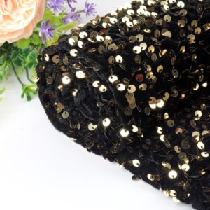 shinybeauty black gold fabric sequin fabrics by the yard 3 feet soft velvet material for sewing dress clothing diy craft