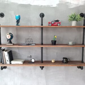 HDDFER Floating Shelves for Wall Bookshelf Industrial Pipe Shelving Shelves Natural Wood Planks 60 inch Rustic Wall Shelves Hanging Bookshelves Farmhouse Kitchen Shelving