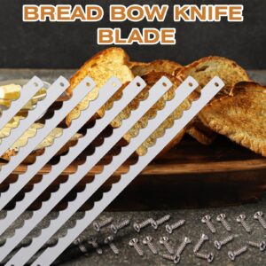 Therwen Bread Bow Knife Blades Stainless Steel Replacement Blade Bread Blade with Screws for Cake Homemade Bread Cutting Wooden Bread Knife, 10.8 Inches (12 Pcs)