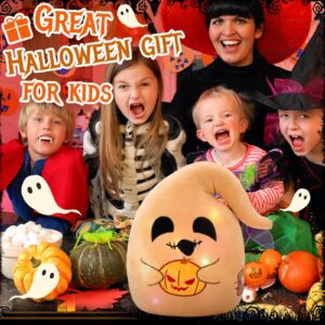 BSTAOFY 12'' Lighted Halloween Ghost Plush Pillow with Light up Pumpkin Lantern LED Halloween Pillows Home Party Decorations Nightmare Before for Toddler Kids