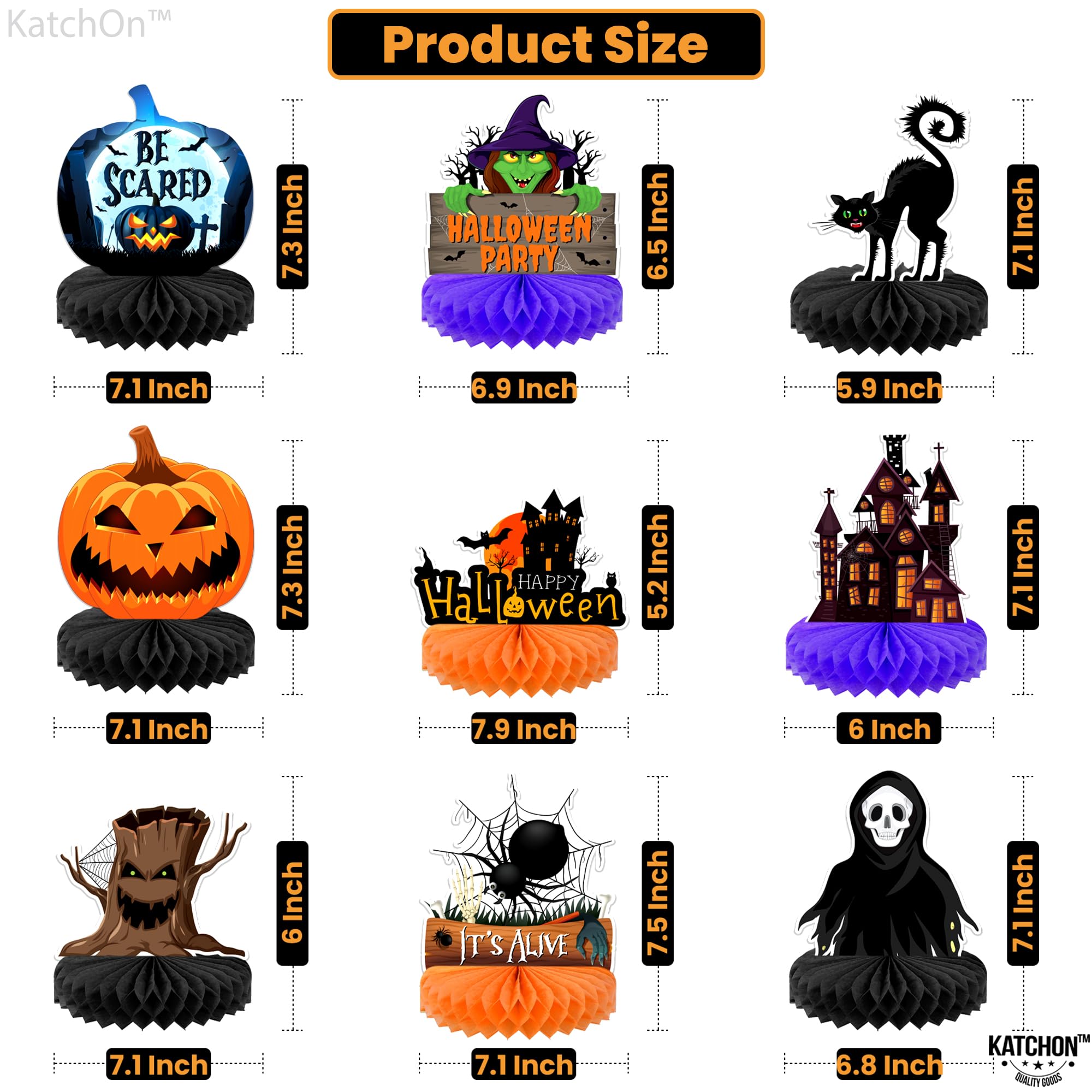 KatchOn, Halloween Centerpieces for Tables - Pack of 9 | Halloween Table Centerpieces for Halloween Party Decorations | Halloween Birthday Party Decorations | Halloween Table Decorations