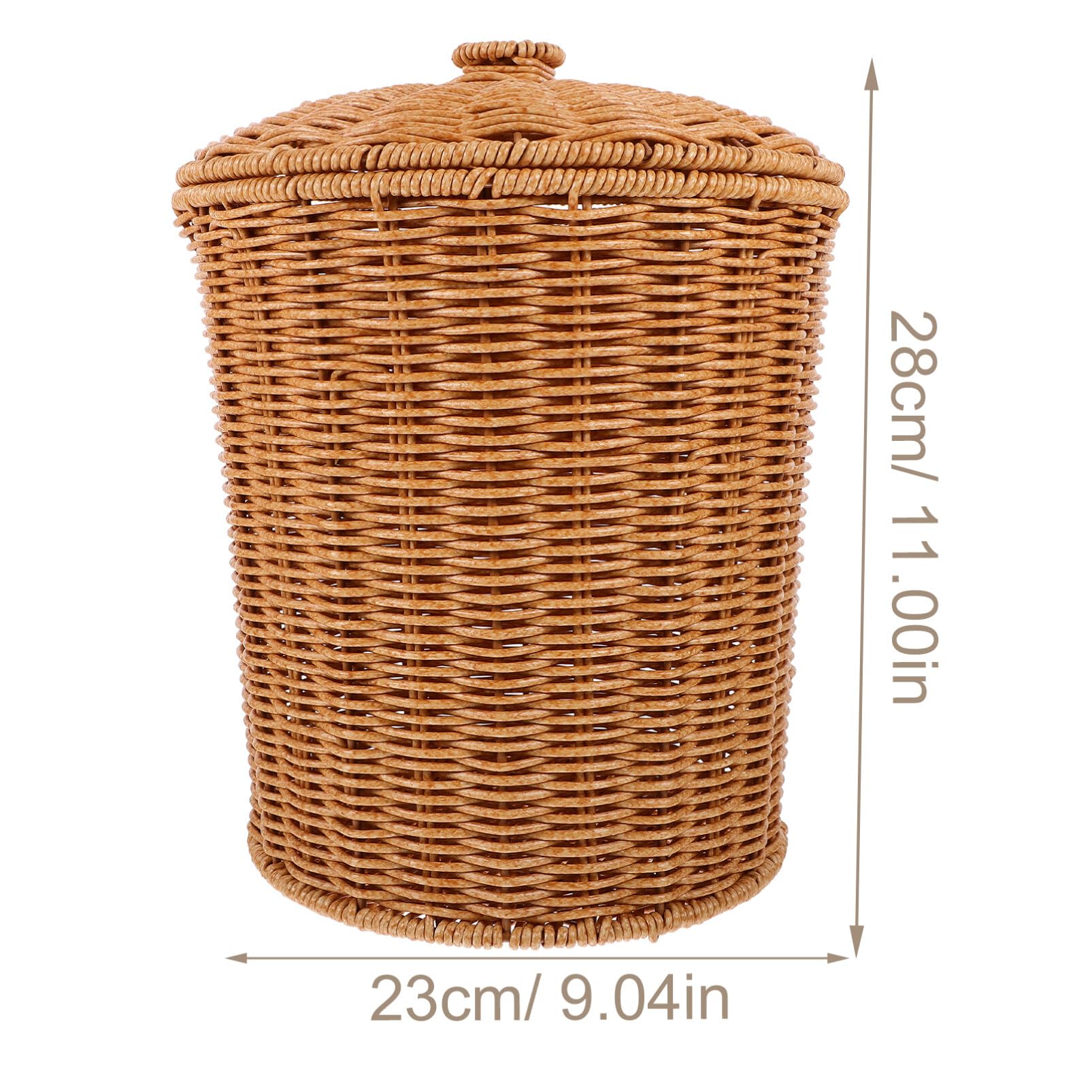 BESTOYARD Wicker Trash Can with Lid in Bedroom 4 Gallon Trash Can in Office 11x9 Inch Woven Wicker Waste Basket for Office Garbage Bathroom Under Desk Can