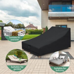 COSHNIBI Double Chaise Lounge Cover,600D Outdoor Waterproof Patio Double Wide Chaise Lounge Chair Cover, for 82 L x 59 W x 32 H Double Recliner, Black