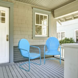 Northlight 34" Outdoor Retro Metal Tulip Armchair, Sky Blue