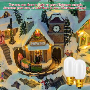 Retisee Christmas Village Light Bulbs, 0.7W 120V Christmas Village Replacement Light Bulbs, E12 Base T20 LED Night Bulbs Accessory for Christmas House Replacement Bulbs Accessories (6 Pcs)