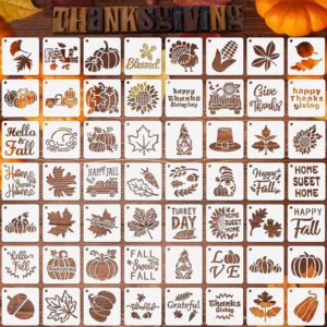 augshy fall stencils, 56 pack thanksgiving stencils small fall stencils for painting on wood ornaments slice diy crafts fabrics window thanksgiving autumn decoration (3 inch)