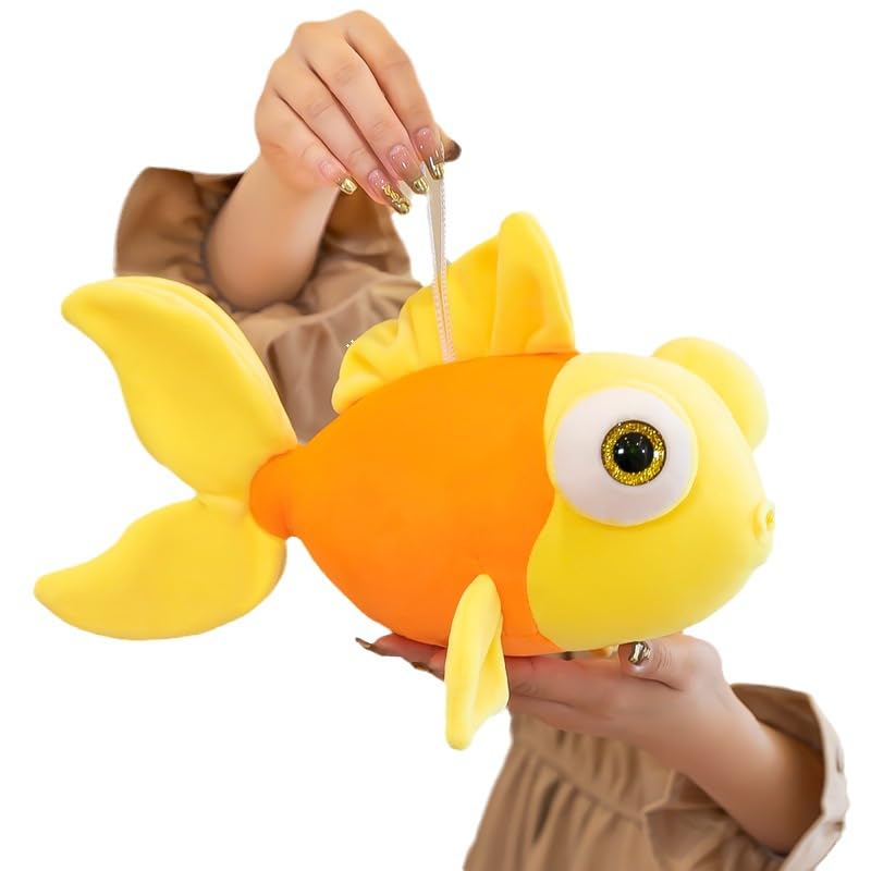 JOSON Goldfish Plush Stuffed Animal, Soft Goldfish Doll Pillow, Birthday for Boys and Girls (13.7 inch) (Yellow)