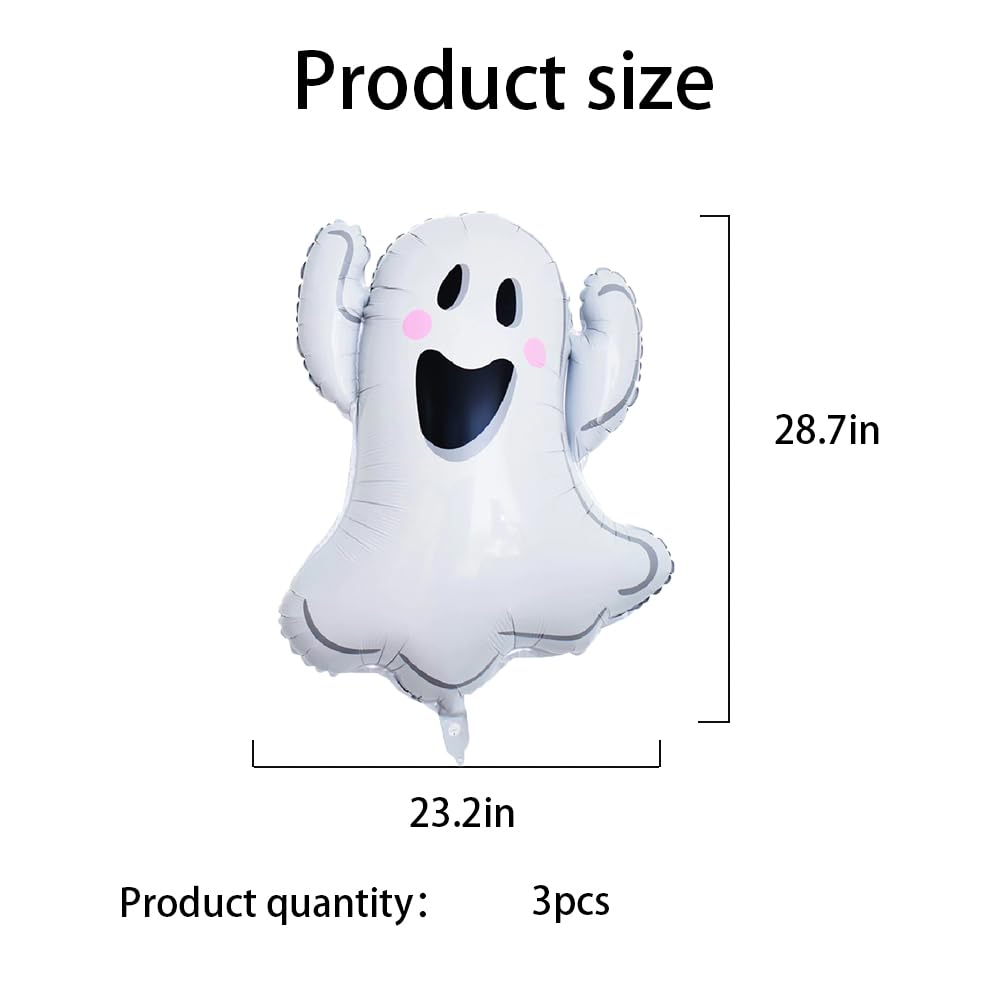 HADCKJA Ghost Balloons White Ghost Halloween Balloons Ghost Foil Balloons for Ghost-Themed Party Supplies Decorations Halloween Party Decorations Balloons Party Sets-3pcs