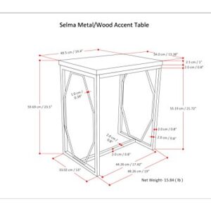 SIMPLIHOME Selma Contemporary 20 Inch Wide Metal and Wood Accent Side Table in White Wash, for The Living Room and Bedroom