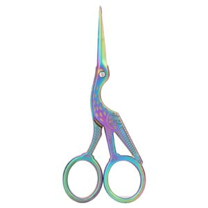 sewing crafting scissors, crane shape scissors rainbow stork scissors crane scissors stainless steel small craft scissors diy tools for embroidery, craft, needle work