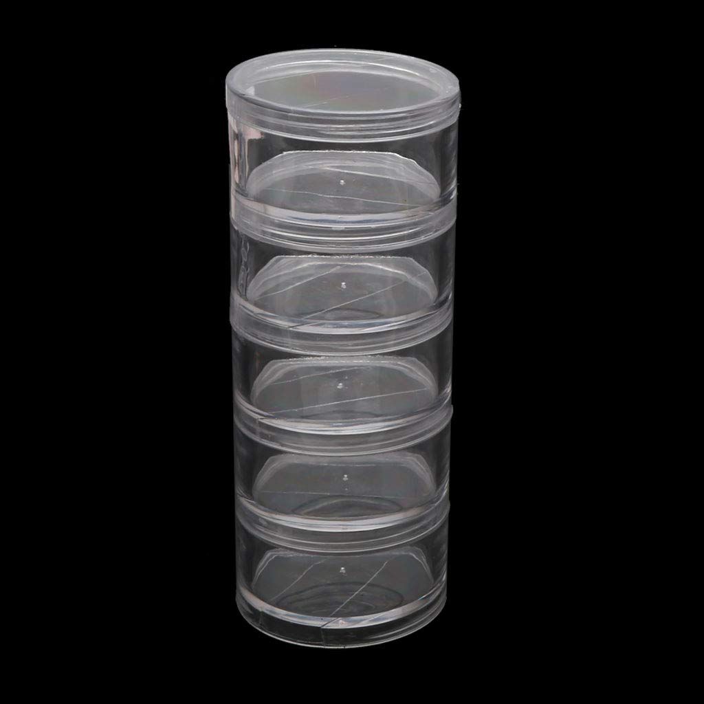 lixuesong 5 Slot Clear Plastic Round Storage Jars - Art Craft Accessory Organizer Box Jewelry Beads Sewing Pills Container Holder