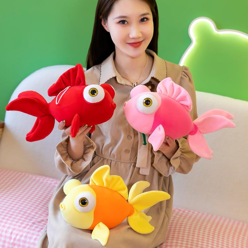 JOSON Goldfish Plush Stuffed Animal, Soft Goldfish Doll Pillow, Birthday for Boys and Girls (13.7 inch) (Yellow)