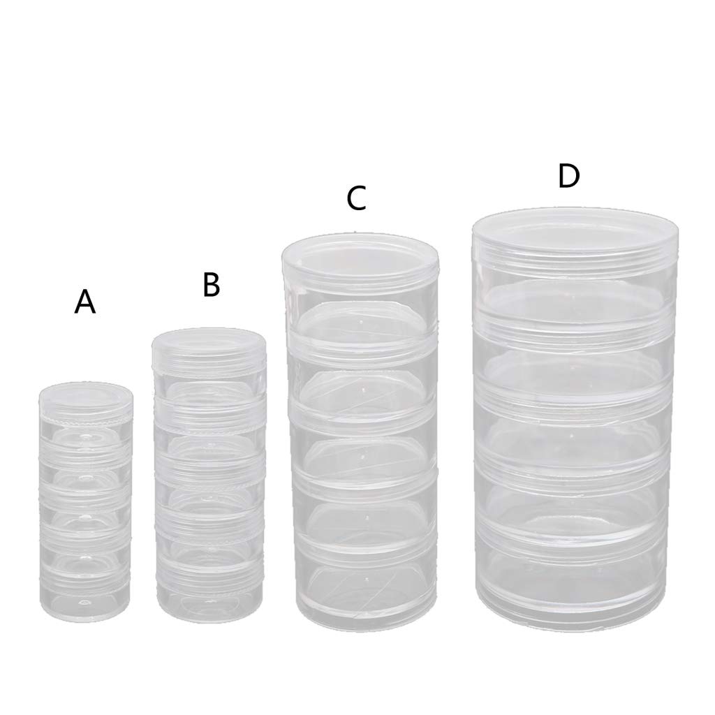 lixuesong 5 Slot Clear Plastic Round Storage Jars - Art Craft Accessory Organizer Box Jewelry Beads Sewing Pills Container Holder