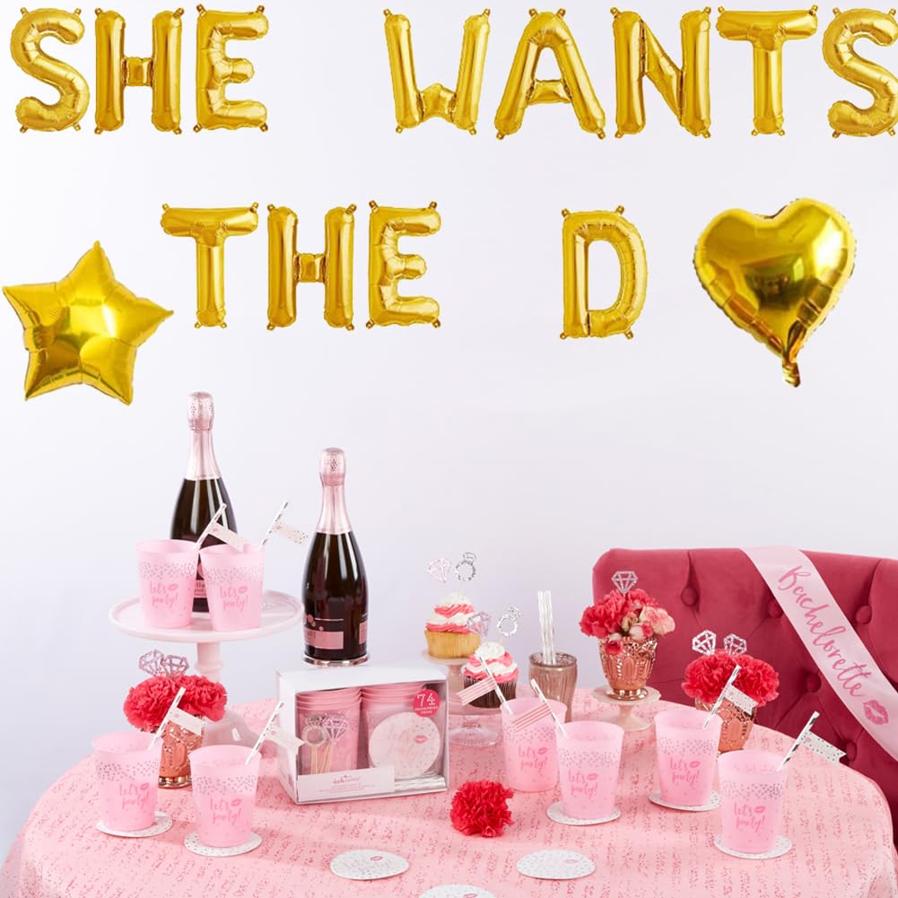 Bachelorette Party Decorations Gold She Wants The D Balloons for Bridal Shower with Diamond Ring Themed Bachelorette Engagement Wedding Party Supplies Decorations