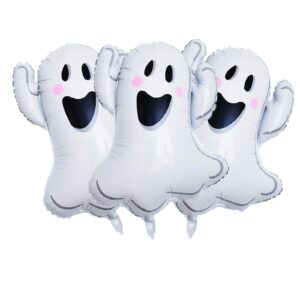 hadckja ghost balloons white ghost halloween balloons ghost foil balloons for ghost-themed party supplies decorations halloween party decorations balloons party sets-3pcs