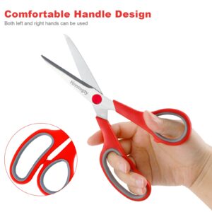 Scissors, Hnncugty 8" Scissors All Purpose Bulk Set of 6-Pack, Sharp Scissors for Office School Supplies Student Teacher Scissors Home Art Craft Sewing Fabric Scissor, Comfort Grip, Right/Left Handed