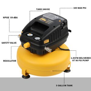 FORNAX Pancake Air Compressor, 3 Gallon, 100 PSI Portable Air Compressor, Oil Free