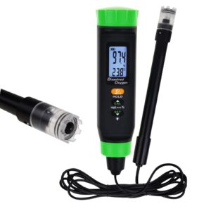 dissolved oxygen meter with do probe, pen type digital do meter with self-floating probe electrode water quality tester with atc for fish tanks, hydroponic, freshwater aquarium test kit