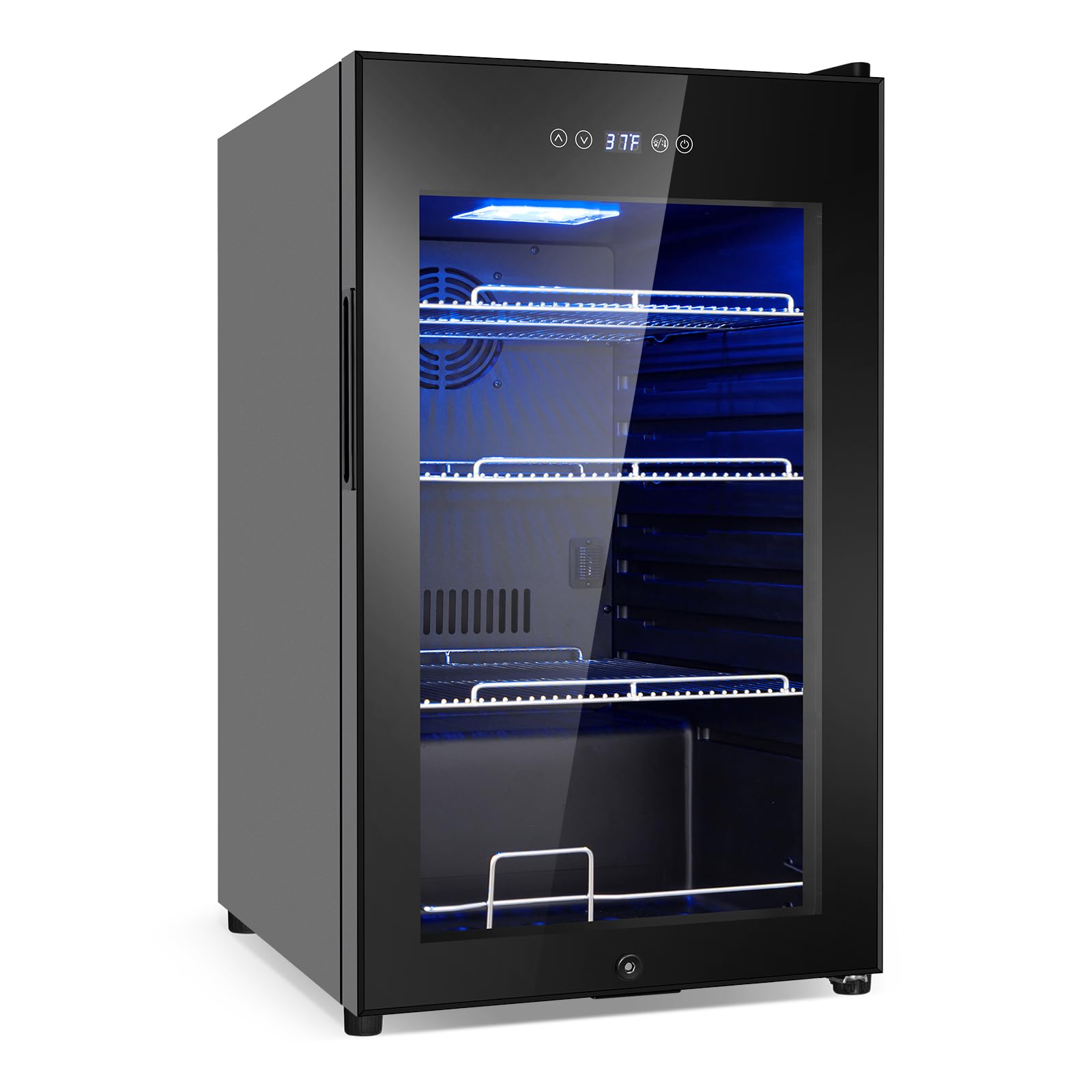 Beverage Refrigerator 17 inch Wide - 126 Can Beverage Cooler with Glass Door | Counter-Top/Freestanding Mini Beverage Beer Fridge | Temperature Memory | Invisible Door | Perfect for Soda, Beer