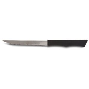 ame d’essence set of 12 stainless steel steak knives - 4 1/4 inch serrated edge, pointed tip, plastic handle - ideal for kitchen, butter cutlery, and restaurants