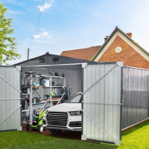 GLANZEND Outdoor Storage Shed 20x13FT, Metal Shed Backyard Utility Large Storage Shed with 2 Doors and 4 Vents, Metal Car Canopy Shelter for Car, Truck,Bike, Garbage Can, Tool, Lawnmower