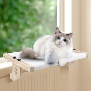 hemwee cat window perch, cat window hammock for indoor cats, easy to adjust & assemble large cat bed seat for windowsill, bedside,drawer and cabinet