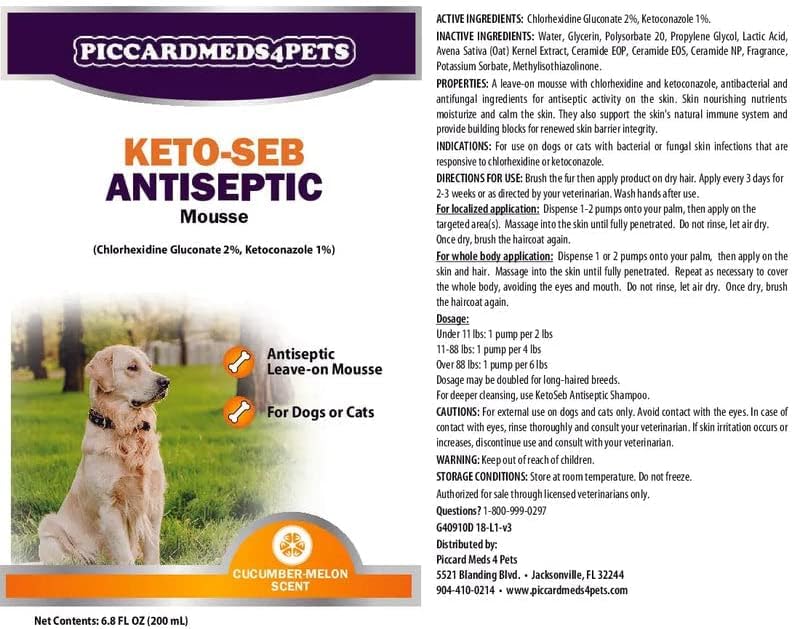 Piccardmeds4pets Keto-SEB Antiseptic Mousse 6.8 oz