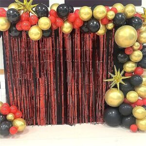 Casino Theme Balloon Arch Kit, 104 Pcs Red Black and Gold Metallic Latex Balloon Garland Kit with Dice Crown Explosion Star for Women Men Casino Night Las Vegas Birthday Graduation Party Decorations