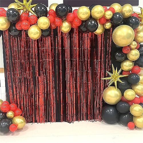 Casino Theme Balloon Arch Kit, 104 Pcs Red Black and Gold Metallic Latex Balloon Garland Kit with Dice Crown Explosion Star for Women Men Casino Night Las Vegas Birthday Graduation Party Decorations