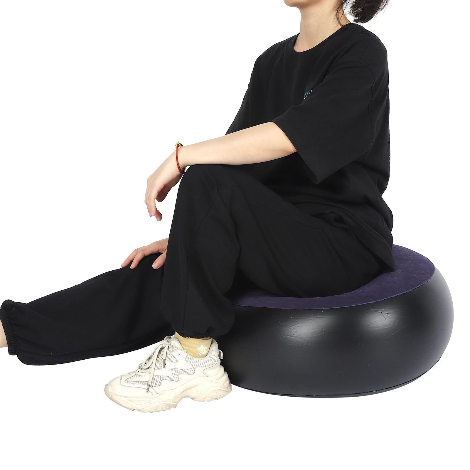 ZLXHDL Inflatable Chair, 20.5x7.9Inches PVC And Flocking Outdoor Round Air Chair, Portable And Comfortable Multifunction Inflatable Ottoman Outdoor for Home Office Outdoor Camping(Load Capacity 80 kg)