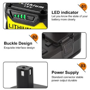 Upgraded 6000mAh P102 & P117 Charger Replacement for Ryobi 18V Battery and Charger Combo Compatible with Ryobi 18V Battery P102 P103 P104 P105 P107 P108 P109 P190(Green)