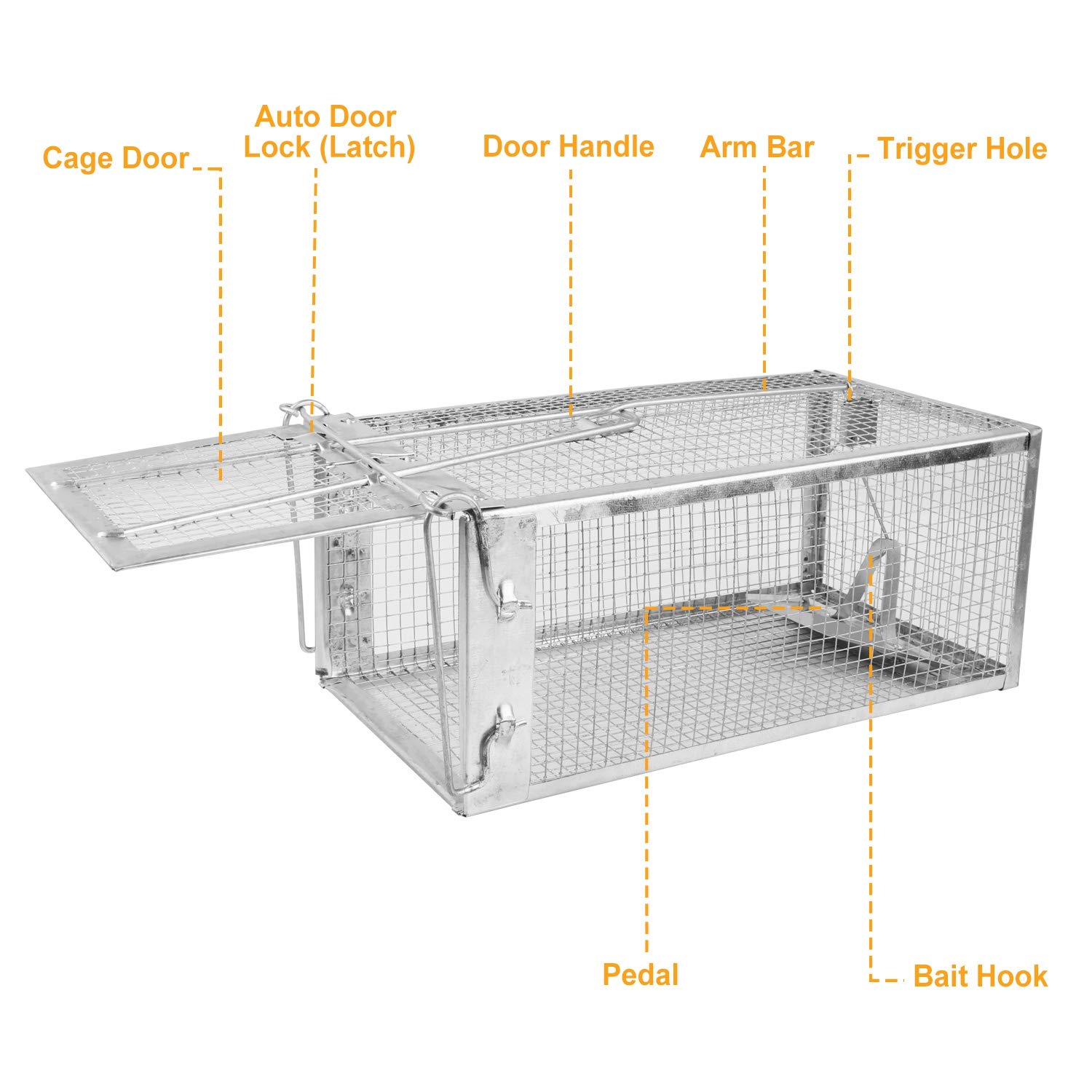 iMounTEK Animal Steel Cage Traps, Humane Live Mouse Trap Reusable Metal Rat Rodent Cage Catch Release Continuous Capture Indoor Outdoor