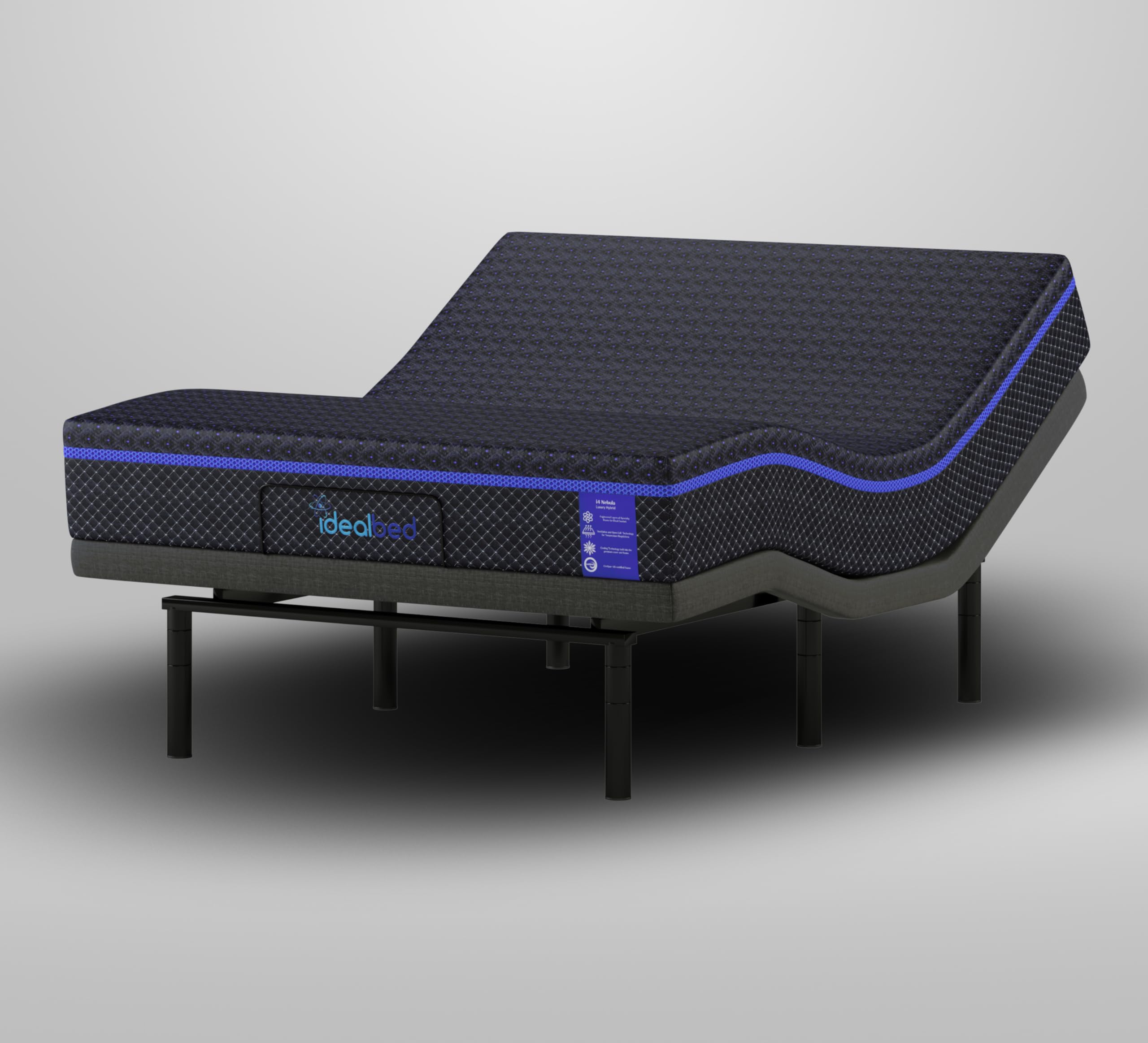 iDealBed S4 Nebula Luxury Hybrid Mattress + 3i Custom Adjustable Bed Sleep System, Comfort, Cooling & Support, Advanced Silent Operation, Wireless (Nebula Medium Firm, Full)