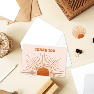 AnyDesign Boho Thank You Cards Bulk 24 Pack Abstract Geometric Thank You Note Cards with Envelopes Stickers Boho Blank Greeting Cards for Wedding Baby Shower Bridal Shower Supplies, 4 x 6 Inch