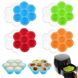 dragonflydreams 4 pack silicone egg bites molds, air fryer egg mold, reusable egg bites pan with lid-alternative to sous vide egg bite maker for 5,6,8qt pressure-cooker-accessories