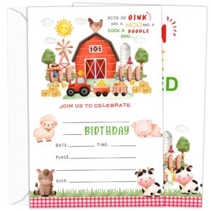 geuro birthday invitations with envelopes.farm animals birthday invitation, 20set