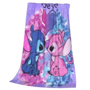 stitch and angel blanket soft cozy fleece throw blanket plush lightweight warm fuzzy flannel blankets and throws for boys girls couch sofa bed 50"x40"