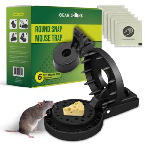 gearshark reusable round snap mousetraps | mouse catcher quick effective snap mouse trap indoor & outdoor for home | safer snap traps easy to clean & setup bait reacting, 6 pcs