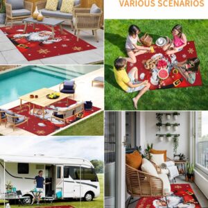 Outdoor Rug Carpet Indoor Area-Rug Christmas Santa Claus Washable High Traffic Bedroom Kitchen Mat Backyard Patio Porch Rug, 4 X 6