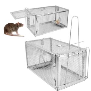 imountek animal steel cage traps, humane live mouse trap reusable metal rat rodent cage catch release continuous capture indoor outdoor