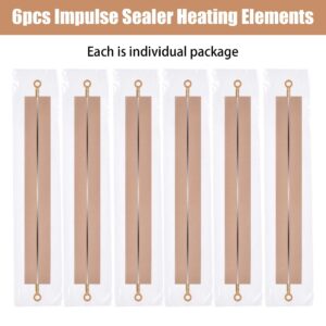 6 Pack Sealer Replacement Element Grip 300mmx2mm, Impulse Sealer Heating Element Service Spare Repair Parts Kit Heat Seal Strips for 12inch Heat Sealer, Suitable for Most Hand Sealers