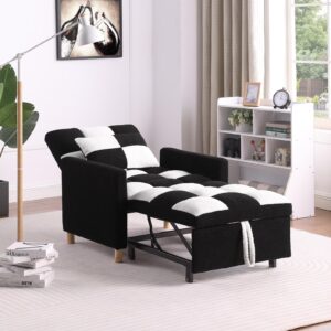 sleeper chair bed,3-in-1convertible sleeper sofa chair bed with pillow,multi-functional sleeper chair with soft velvet fabric for living room,dorm,apartment,bedroom or office