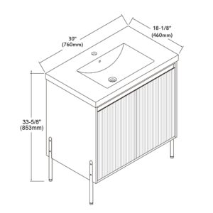 Dowell 30" Inch White Bathroom Vanity with Ceramic Sink Combo, Modern Bathroom Cabinet with Soft-Close Door, Freestanding Single Bathroom Vanity Set - 002 Series [Assembly Required]