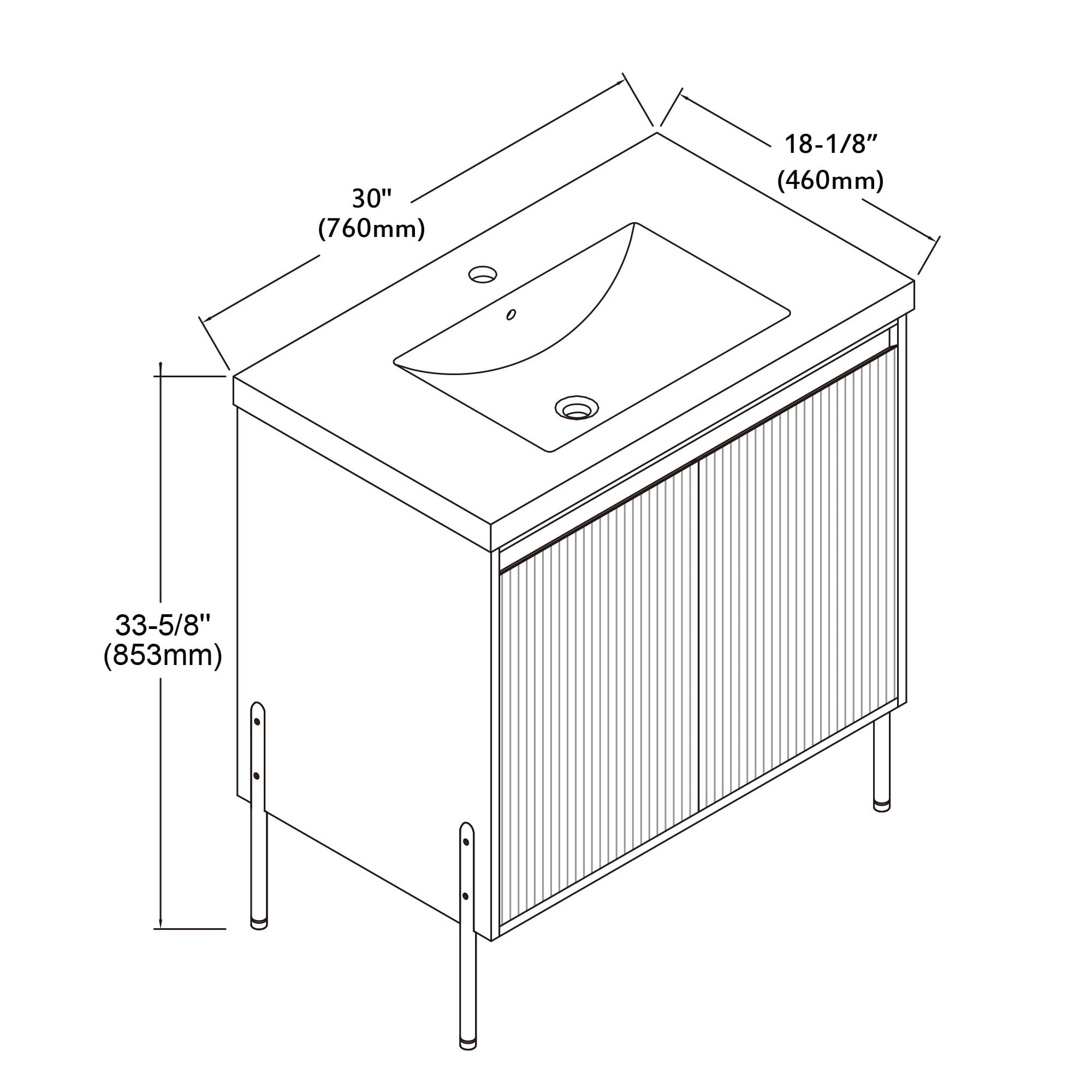 Dowell 30" Inch White Bathroom Vanity with Ceramic Sink Combo, Modern Bathroom Cabinet with Soft-Close Door, Freestanding Single Bathroom Vanity Set - 002 Series [Assembly Required]