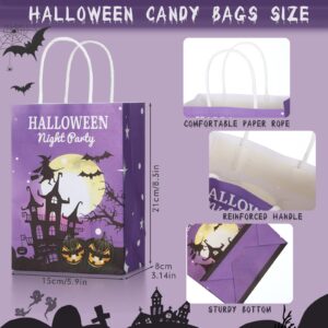 Qilery 48 Pieces Halloween Treat Bags with Handles Kraft Paper Halloween Candy Bags for Kid Goodie Snack Trick or Treating Party Bulk Supplies, 8 Patterns