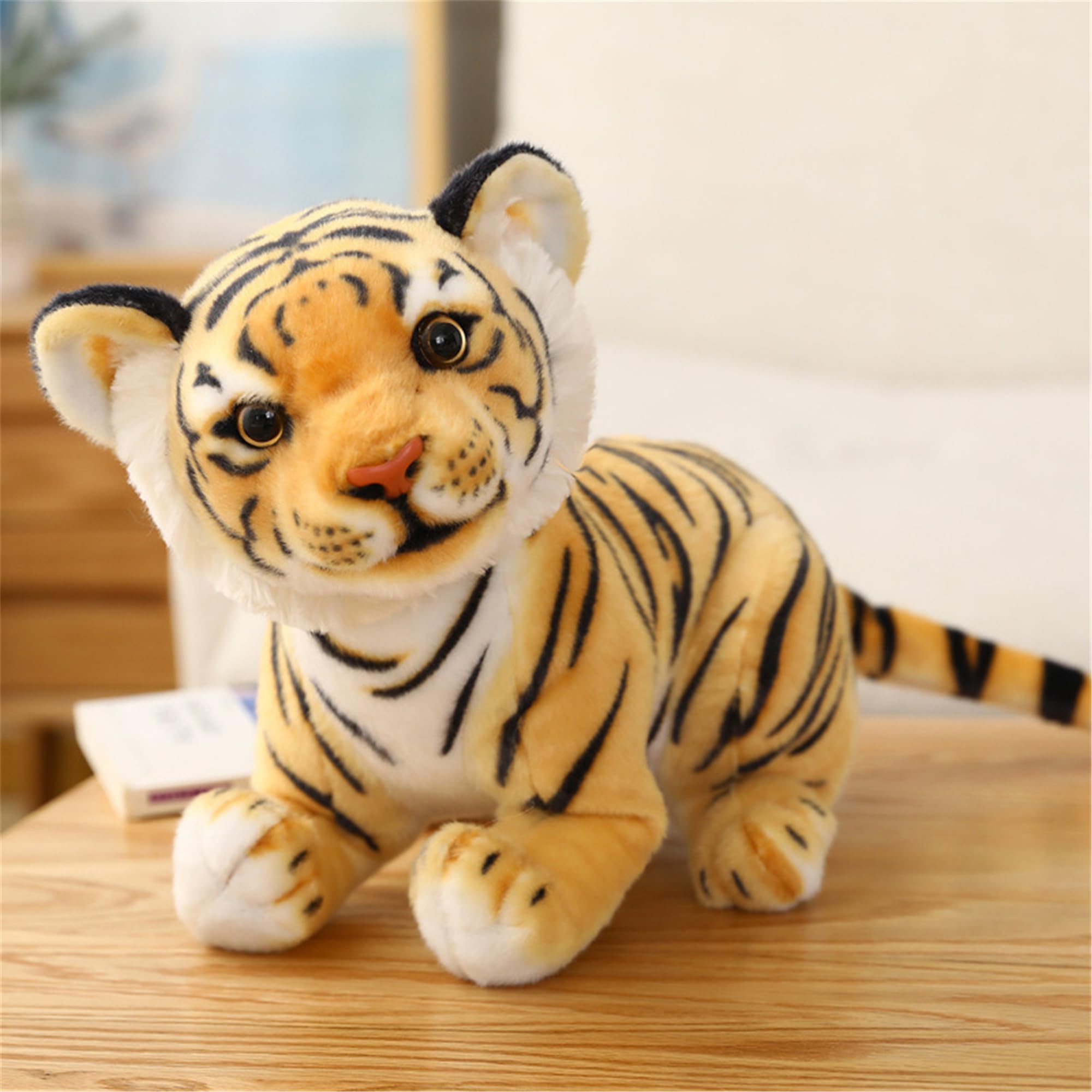 LANFIRE Tiger Plush Toy Animal Tiger Pillow Cute Animal Plush Stuffed Toy Animal Doll, Gift for Boys Girls (Yellow, 9.0 in)