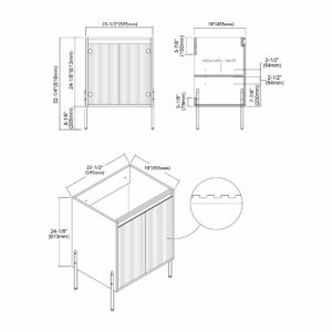 Dowell 24" Inch Charcoal Bathroom Vanity with Ceramic Sink Combo, Modern Bathroom Cabinet with Soft-Close Door, Freestanding Single Bathroom Vanity Set - 002 Series [Assembly Required]