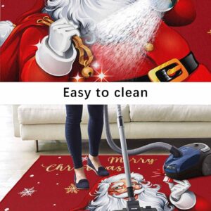 Outdoor Rug Carpet Indoor Area-Rug Christmas Santa Claus Washable High Traffic Bedroom Kitchen Mat Backyard Patio Porch Rug, 4 X 6