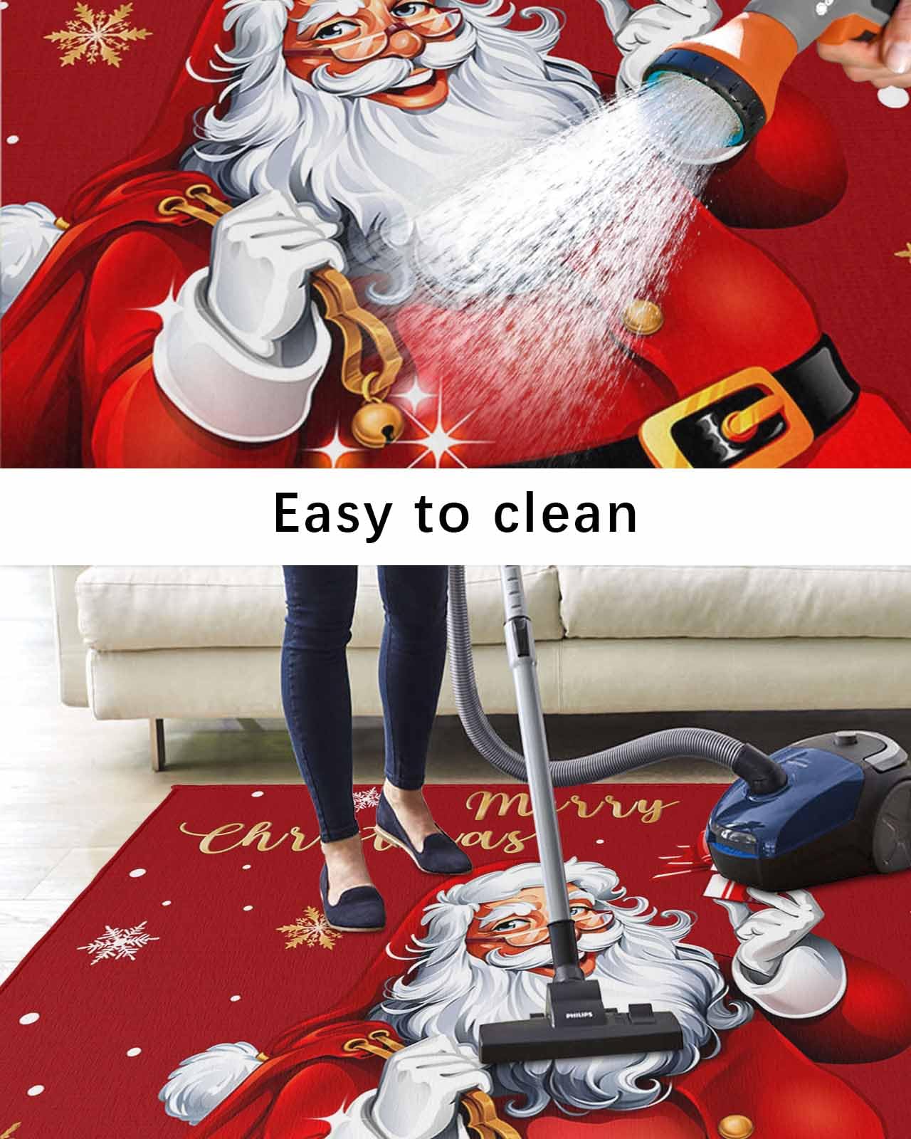 Outdoor Rug Carpet Indoor Area-Rug Christmas Santa Claus Washable High Traffic Bedroom Kitchen Mat Backyard Patio Porch Rug, 4 X 6